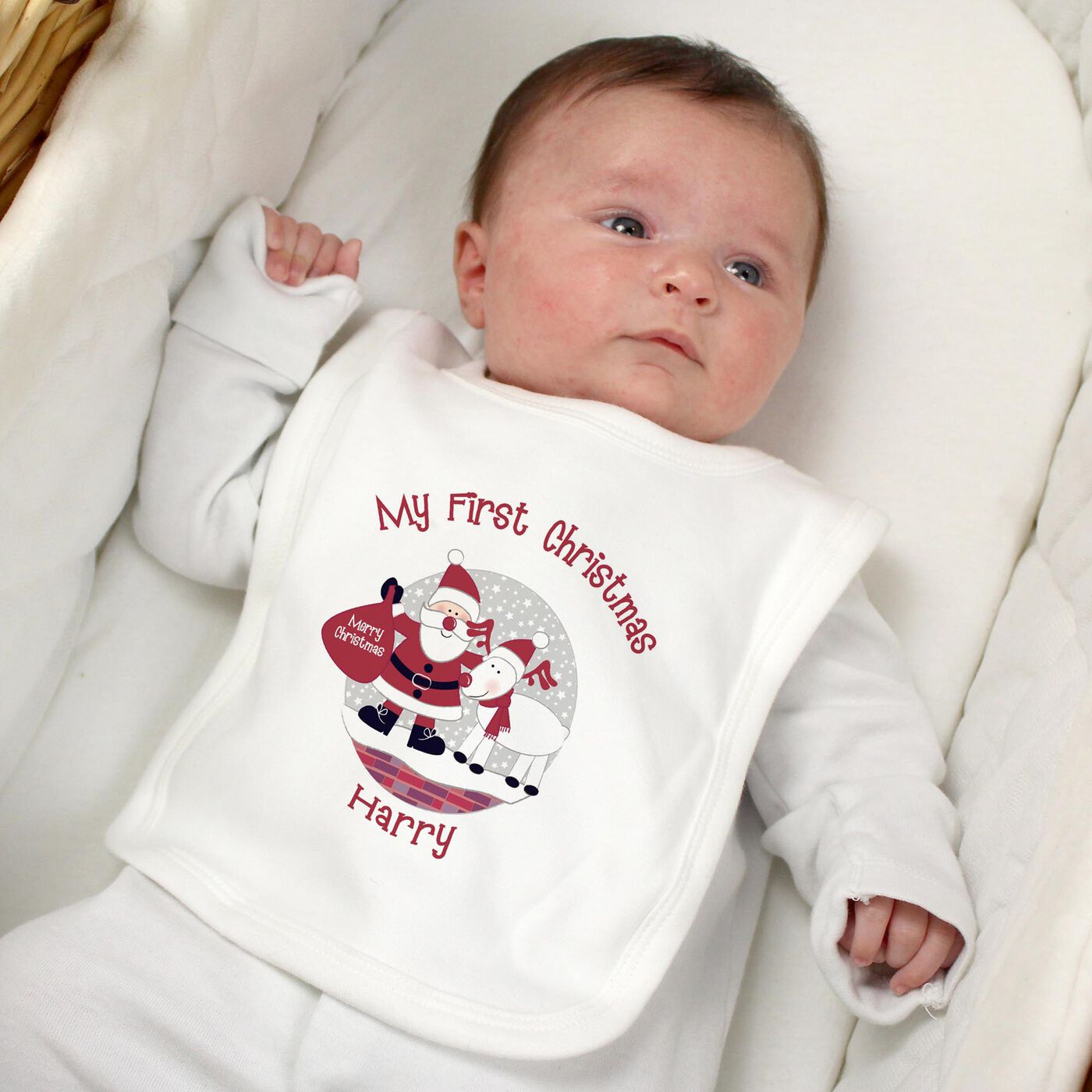 Buy Personalised Rooftop Santa 1st Christmas Bib for GBP 9.99 | Card ...
