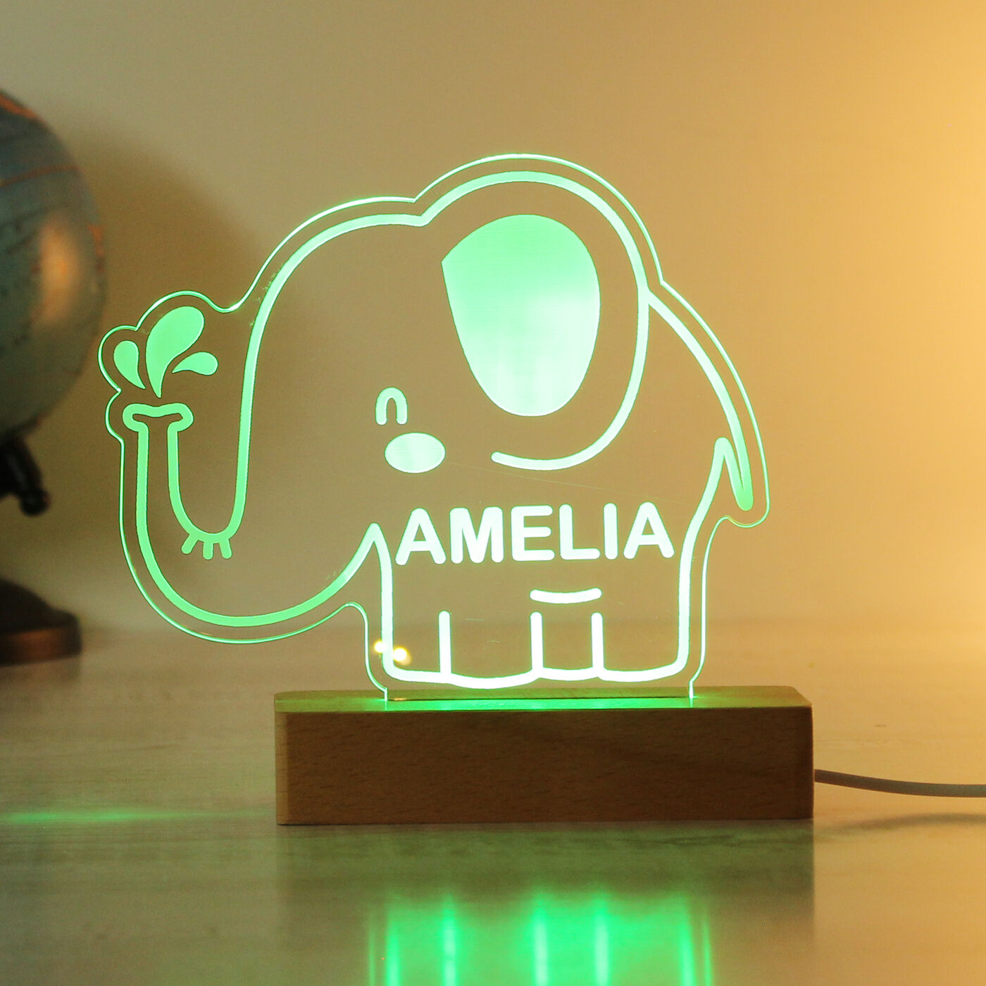 Buy Personalised Elephant Wooden Based LED Light for GBP 24.49 | Card ...