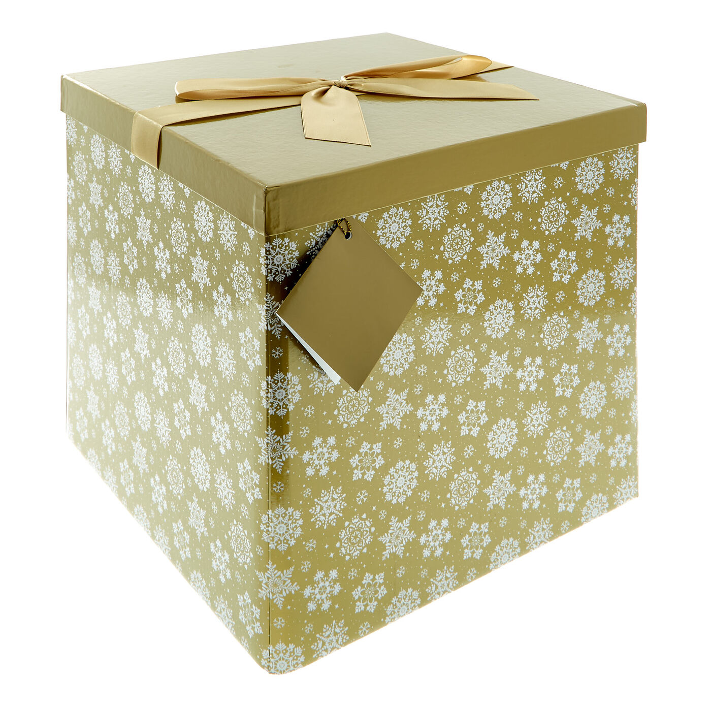 Buy Gold & White Snowflakes Jumbo Flat-Pack Gift Box for GBP 2.49 ...