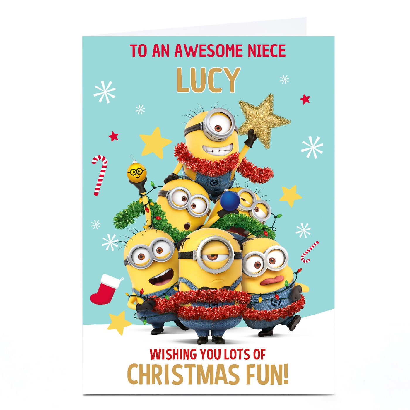 Buy Personalised Minions Christmas Card - Christmas Fun, Awesome Niece ...