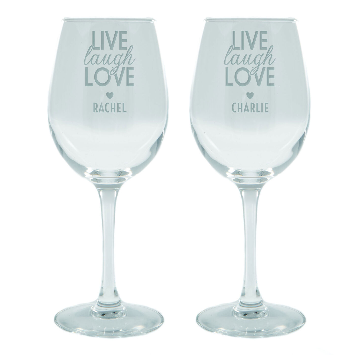 Buy Personalised Engraved Set Of 2 Wine Glasses|Glassware - Live Laugh ...