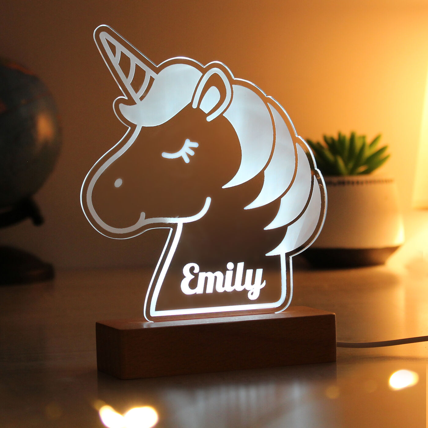 Buy Personalised Unicorn Wooden Based LED Light for GBP 24.49 | Card ...