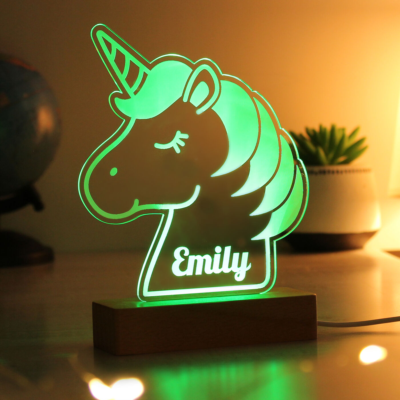 Buy Personalised Unicorn Wooden Based LED Light for GBP 24.49 | Card ...