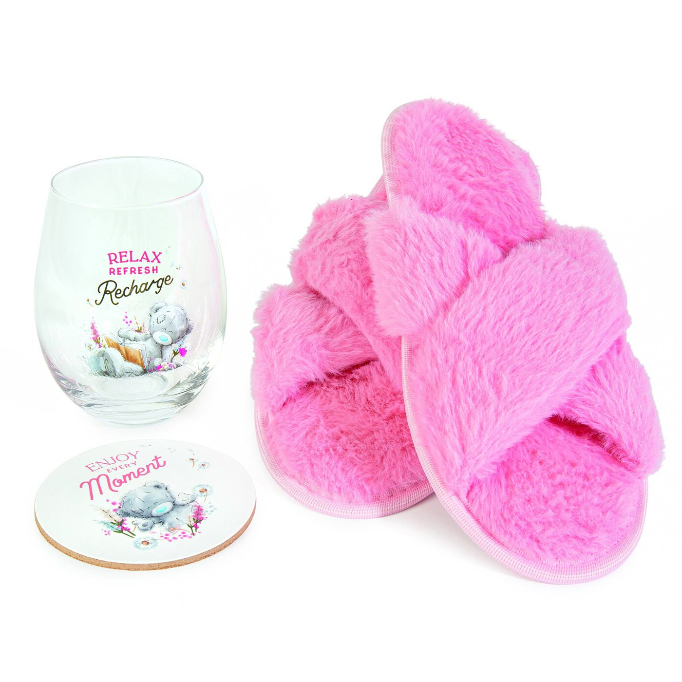 Buy Tatty Teddy Slippers, Stemless Glass & Coaster Gift Set for GBP 12. ...