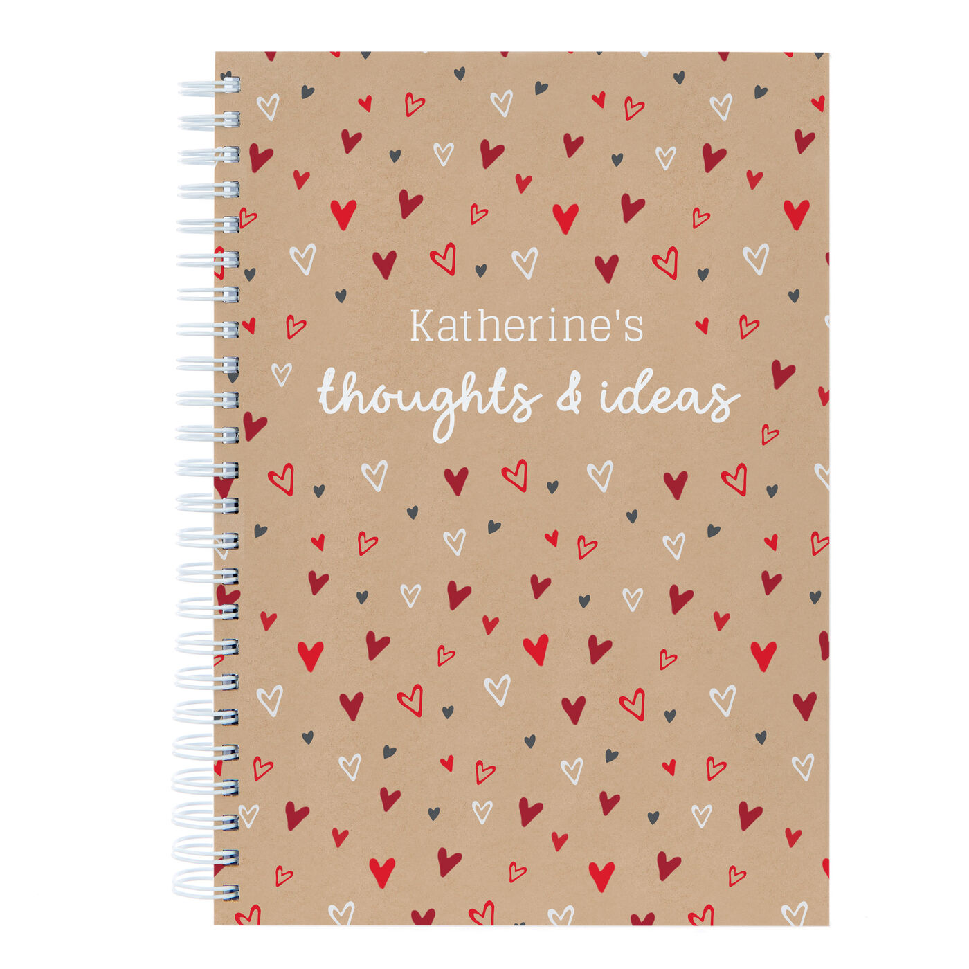 Buy Personalised Notebook - Scattered Hearts Thoughts and Ideas for GBP ...