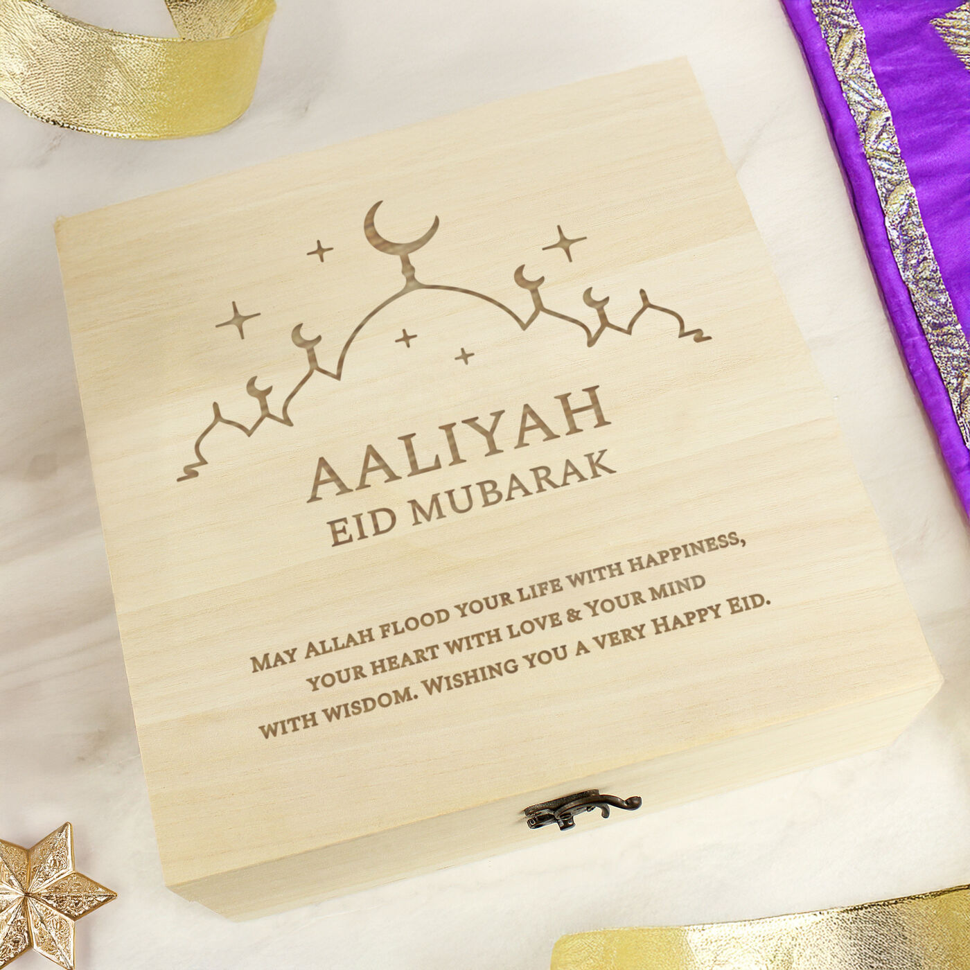 Buy Personalised Eid & Ramadan Large Wooden Keepsake Box for GBP 24.99 | Card Factory UK