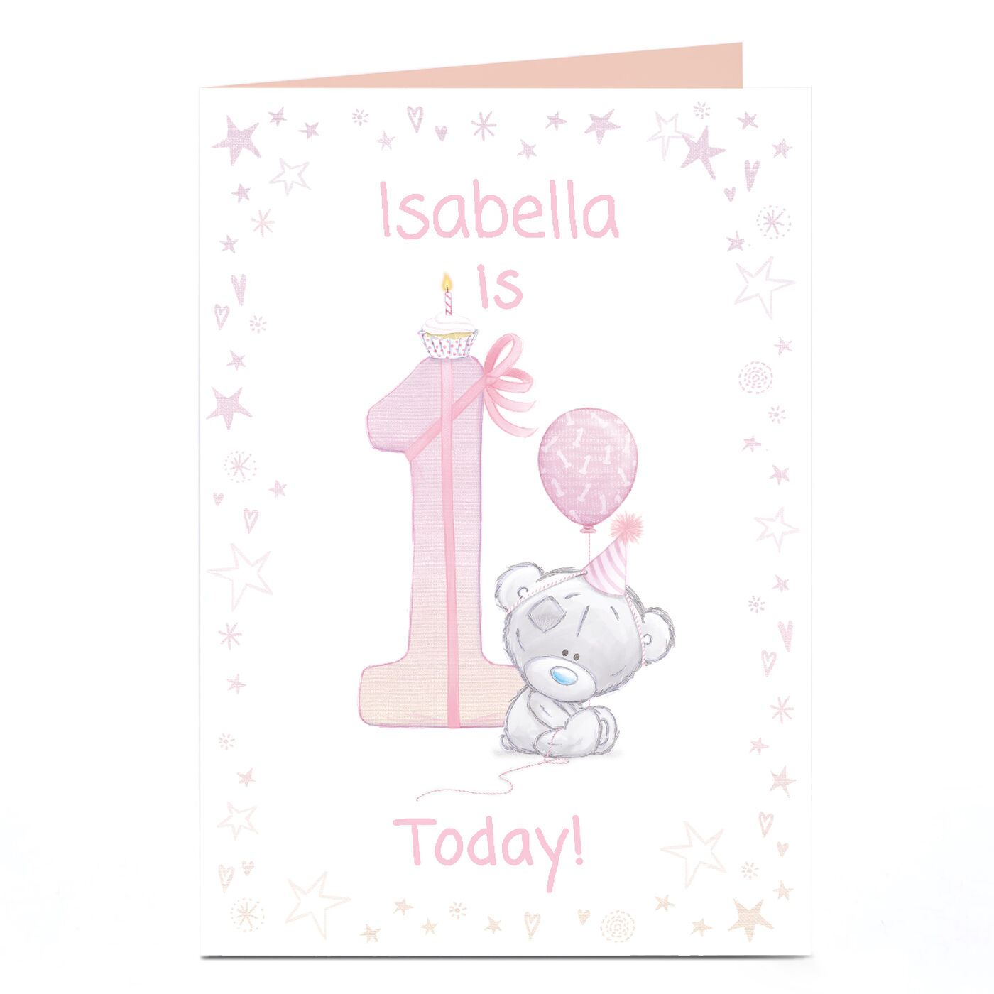 Buy Personalised Tatty Teddy 1st Birthday Card - Pink Bear, 1 Today for ...