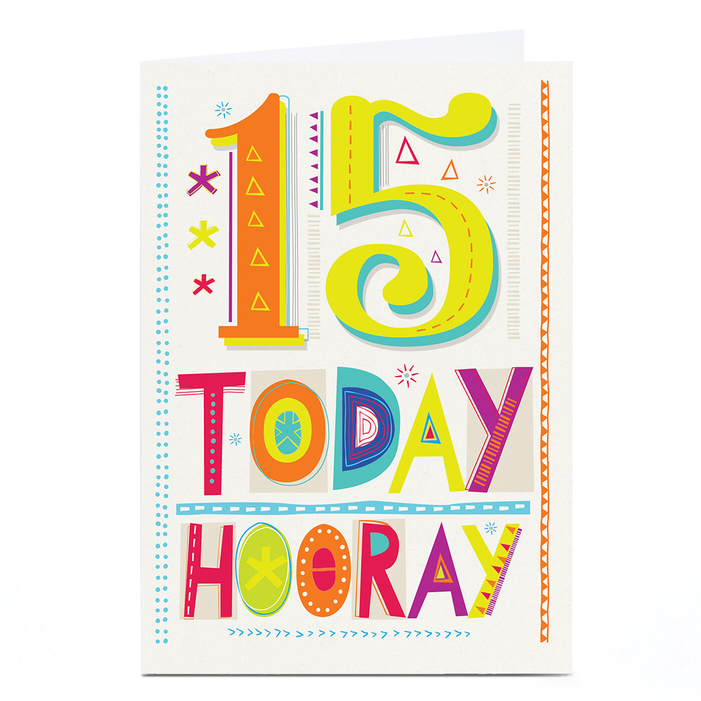 Buy Personalised 15th Birthday Card - 15 Today Hooray for GBP 1.79 ...