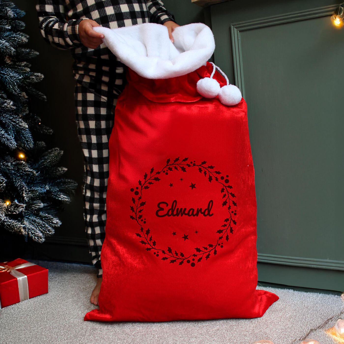 Buy Personalised Holly Red Christmas Sack for GBP 19.99 | Card Factory UK