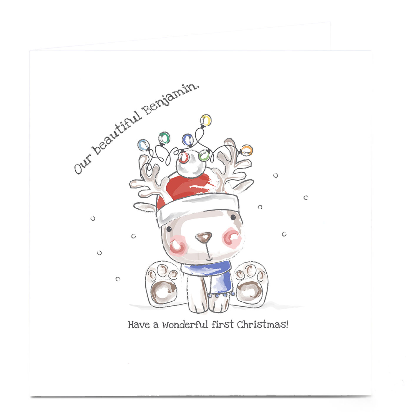 Buy Personalised Rachel Griffin 1st Christmas Card - Rudolf Baby Boy ...