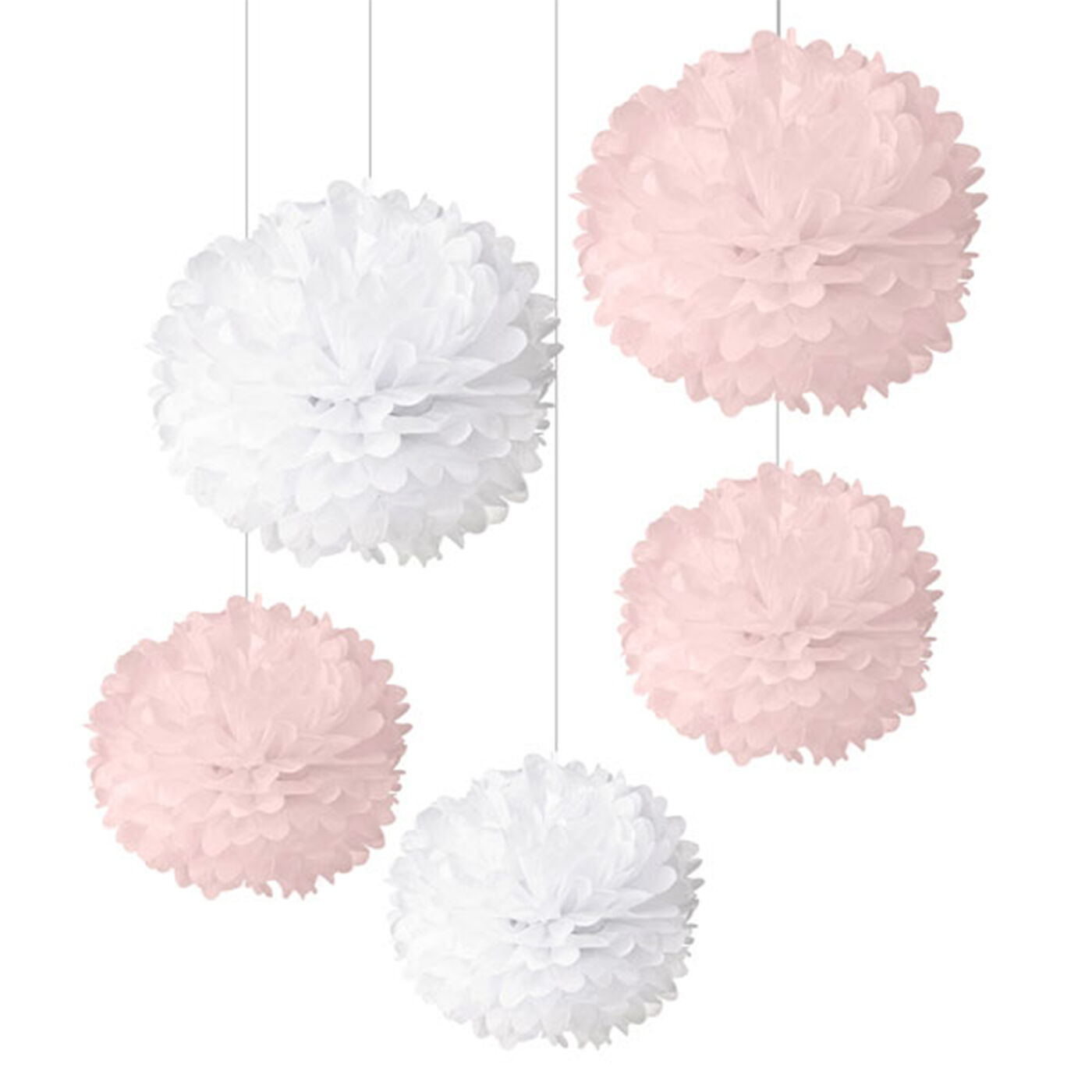 Buy Pink & White New Baby Pom-Poms - Pack Of 5 for GBP 3.99 | Card ...