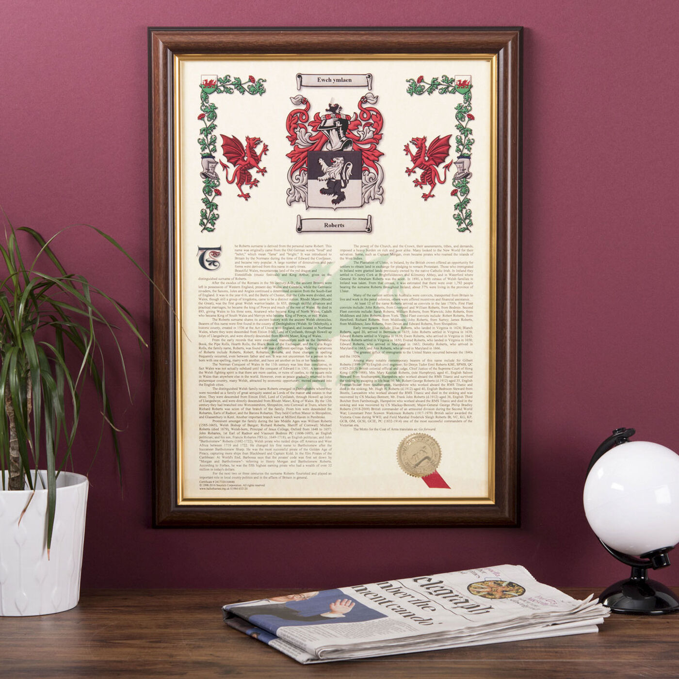 Personalised Framed Print - Family Crest & Surname History ...