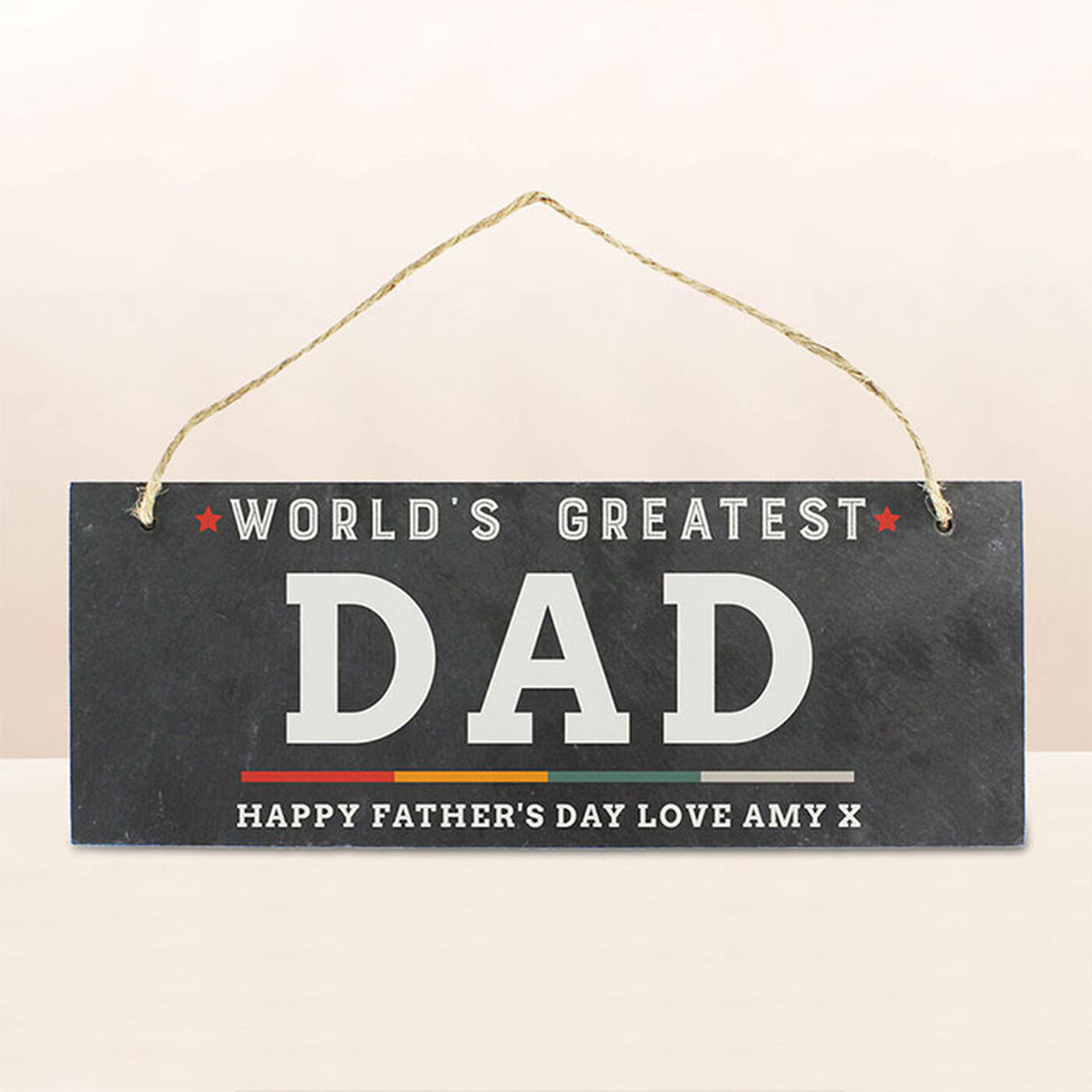 Personalised World's Greatest Hanging Slate Sign