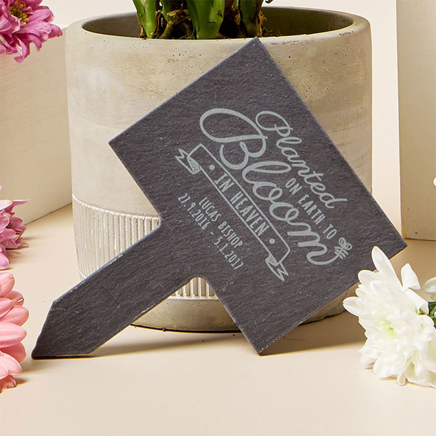 Engraved Slate Plant Marker - Bloom In Heaven | GettingPersonal.co.uk