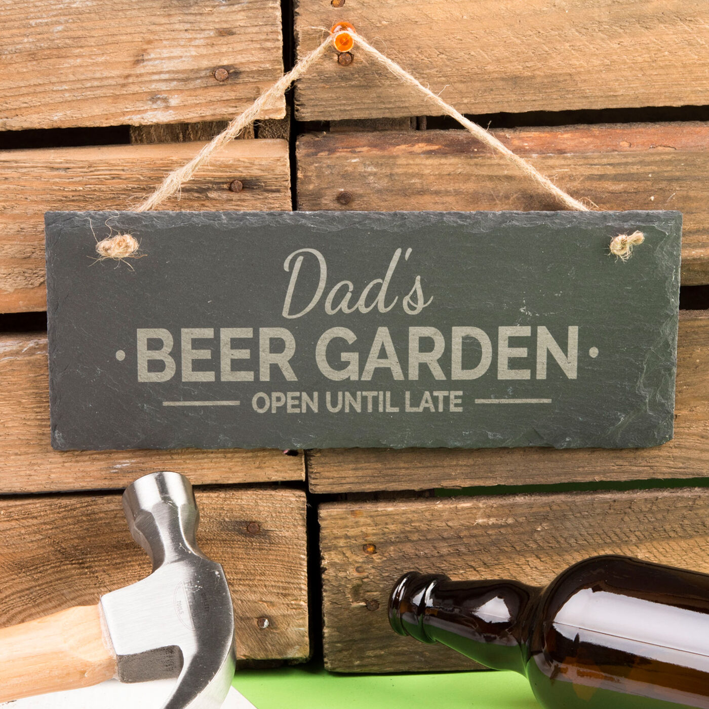 Personalised Hanging Slate Sign - Beer Garden | GettingPersonal.co.uk
