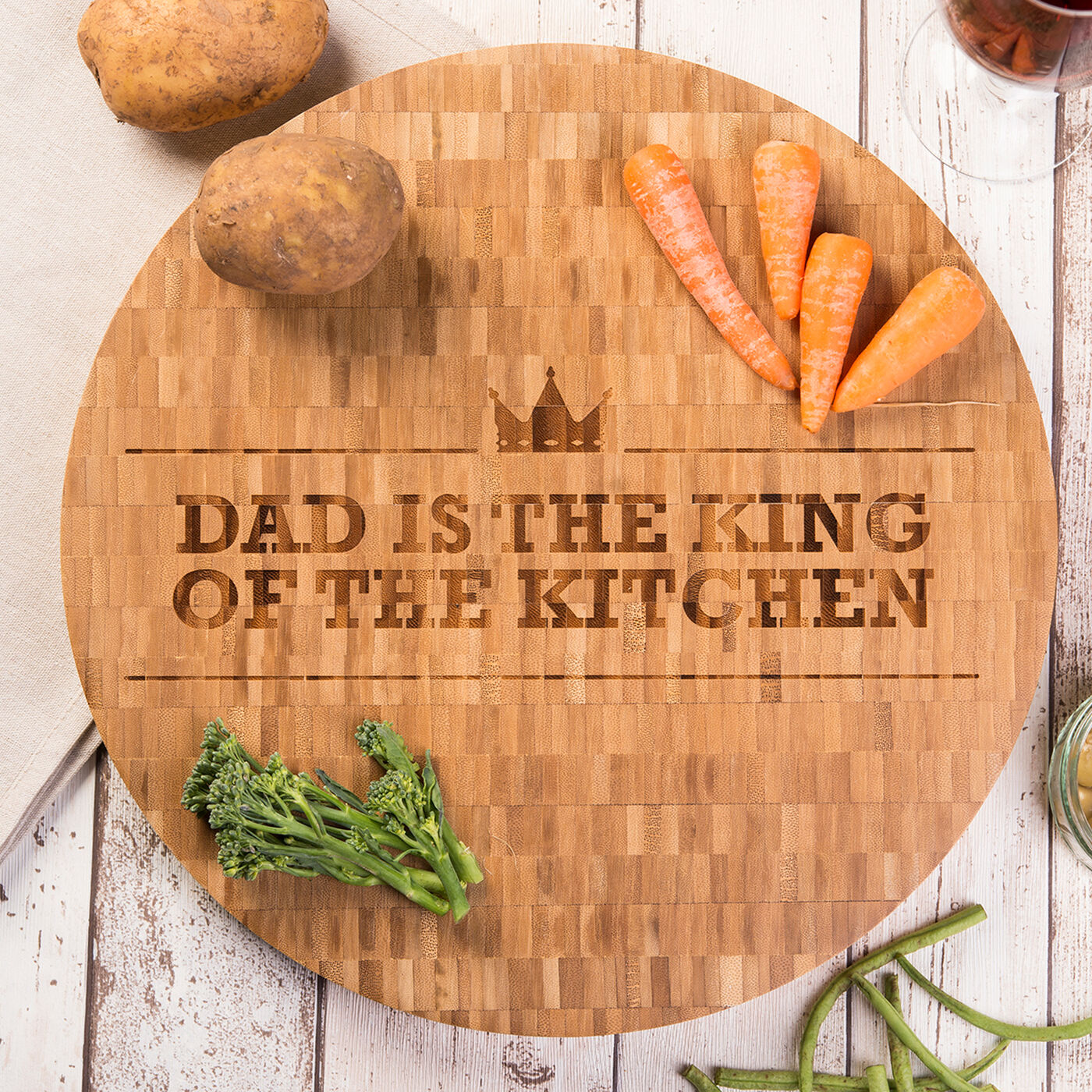 Personalised Large Round Bamboo Chopping Board - Crown ...