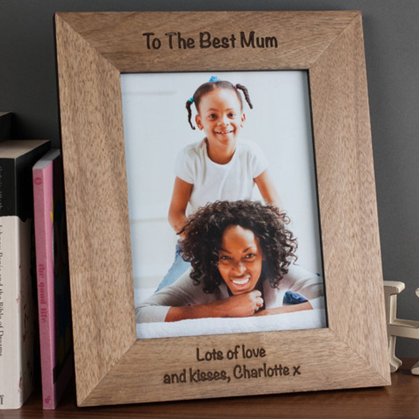 Engraved Wooden Photo Frame - Portrait Photo | GettingPersonal.co.uk