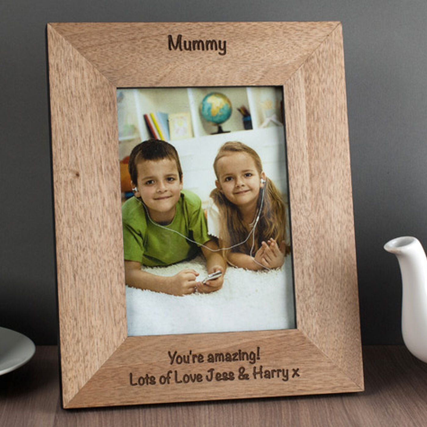 Engraved Wooden Photo Frame - Portrait Photo | GettingPersonal.co.uk