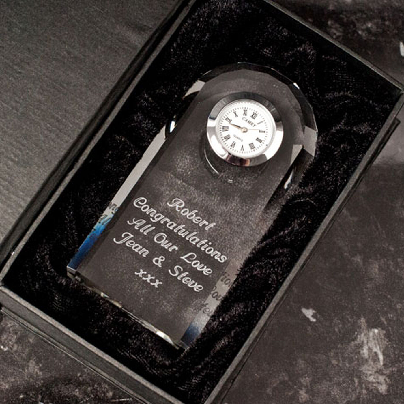 Engraved Crystal Clock | GettingPersonal.co.uk