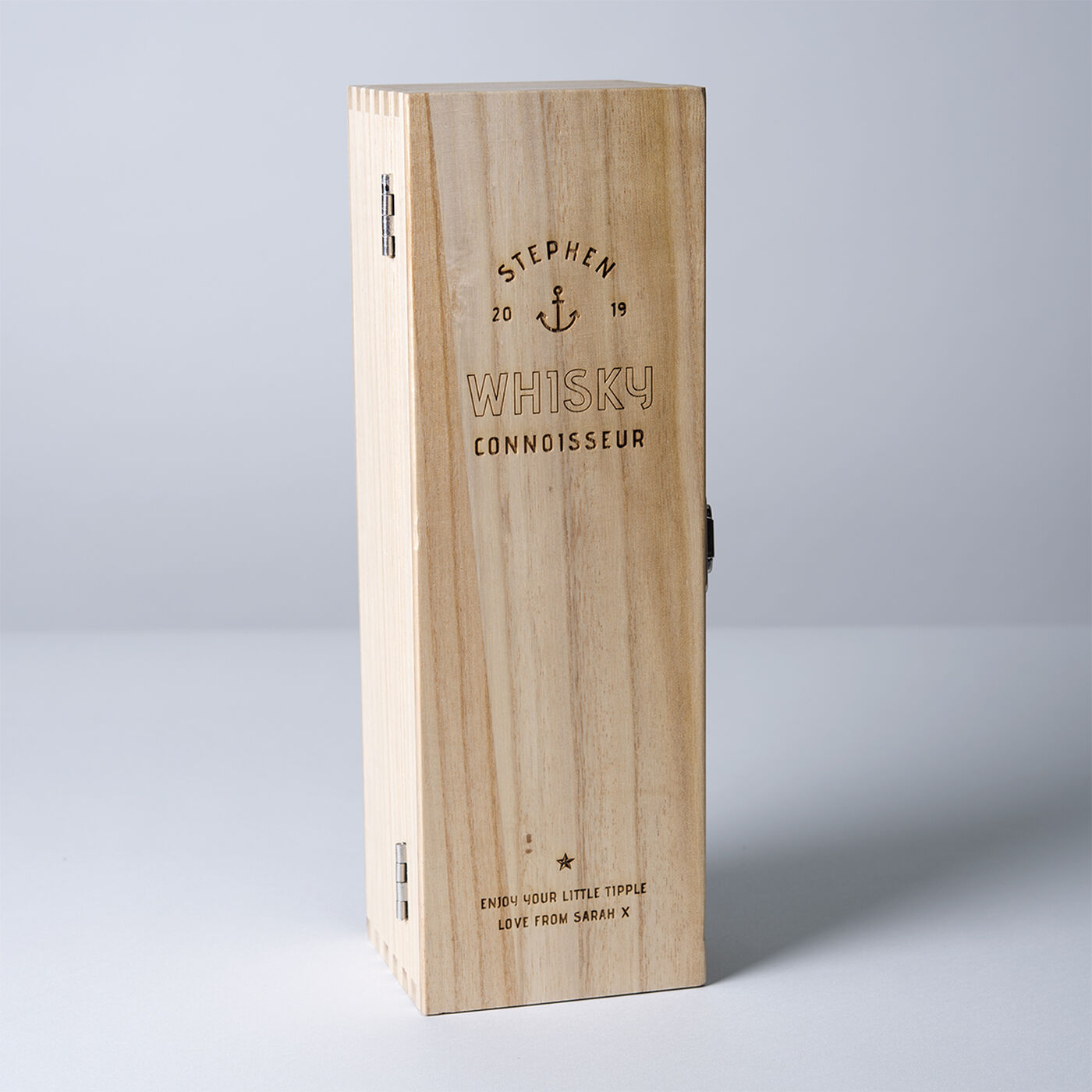 Engraved Luxury Wooden Whisky Box - Anchor | GettingPersonal.co.uk