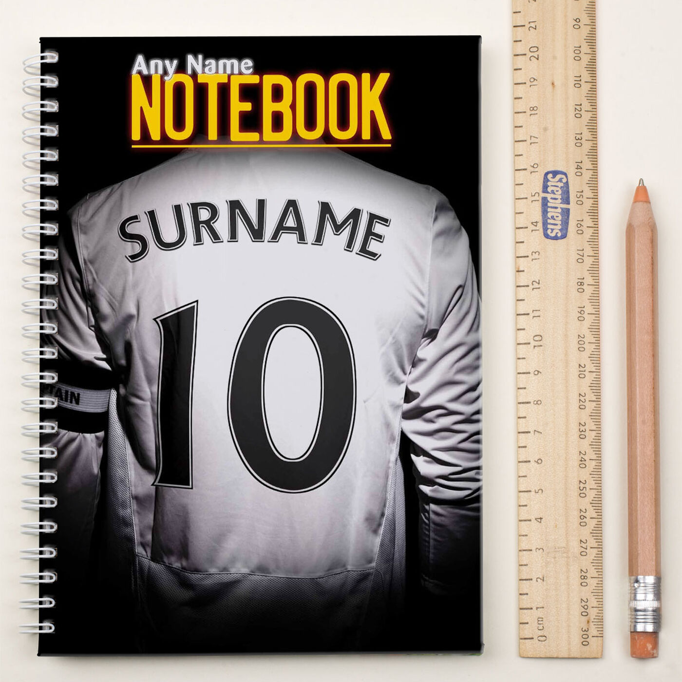 Personalised Football Shirt Notebook - White | GettingPersonal.co.uk