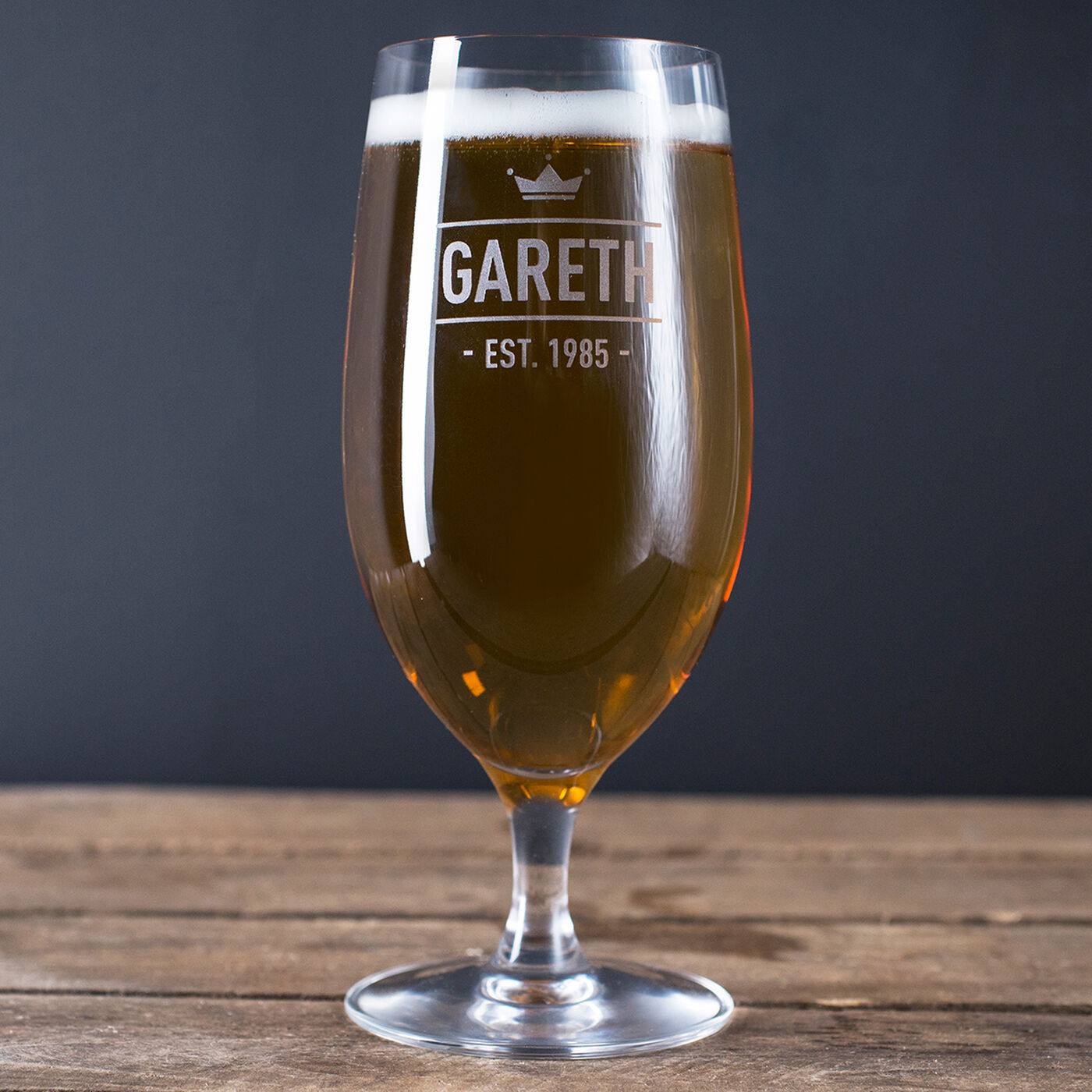 Personalised Cabernet Stem Beer Glass - Crown | GettingPersonal.co.uk