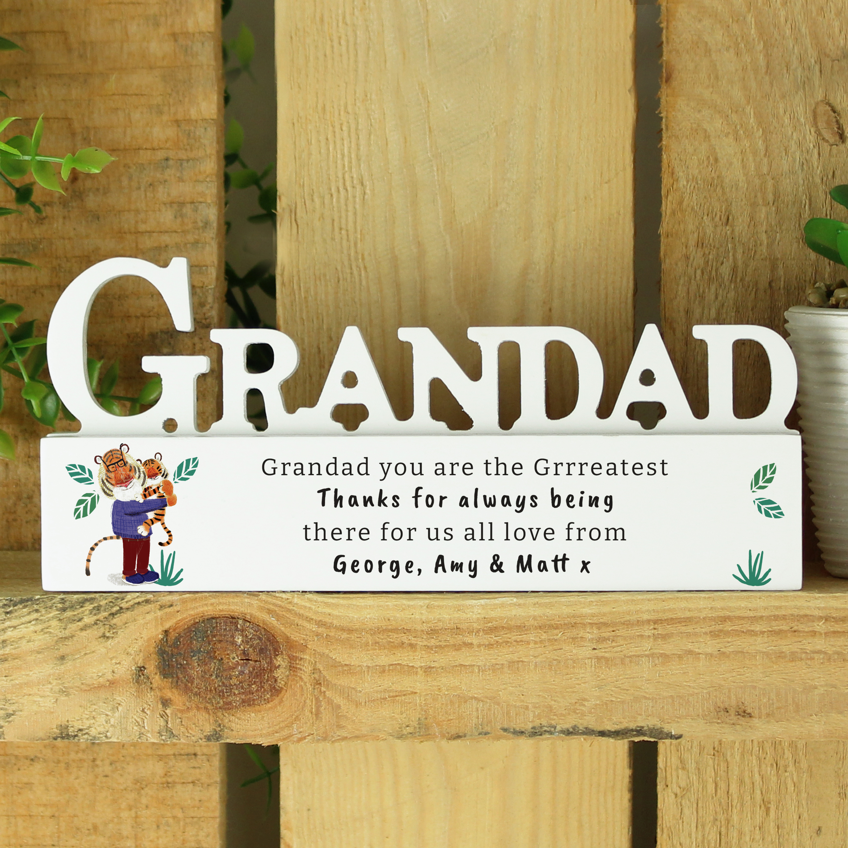 Buy Personalised Wooden Grandad Ornament with Tiger Design for GBP 14. ...