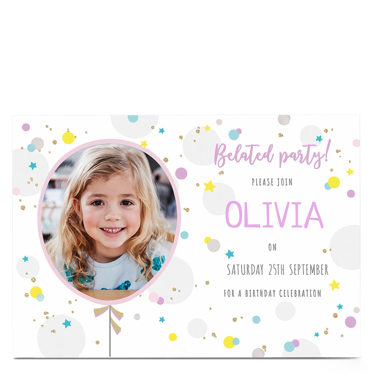 Buy Birthday Photo Invitation - Belated Celebration for GBP 1.79 | Card ...