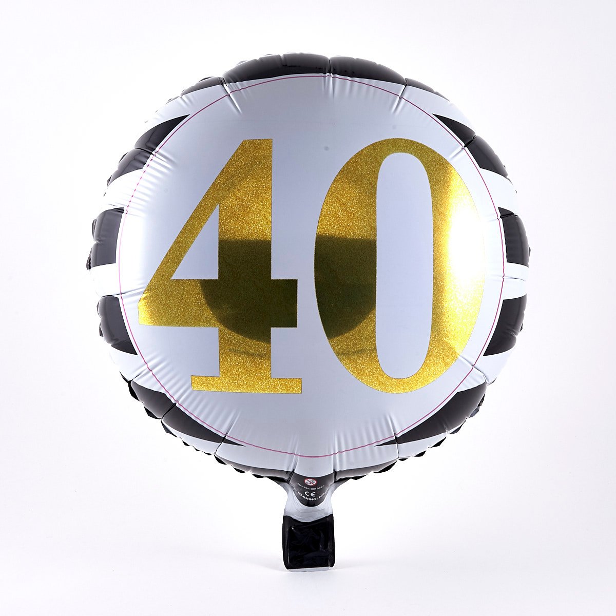 Buy 40th Birthday White, Black & Gold Foil Helium Balloon for GBP 2.49 ...