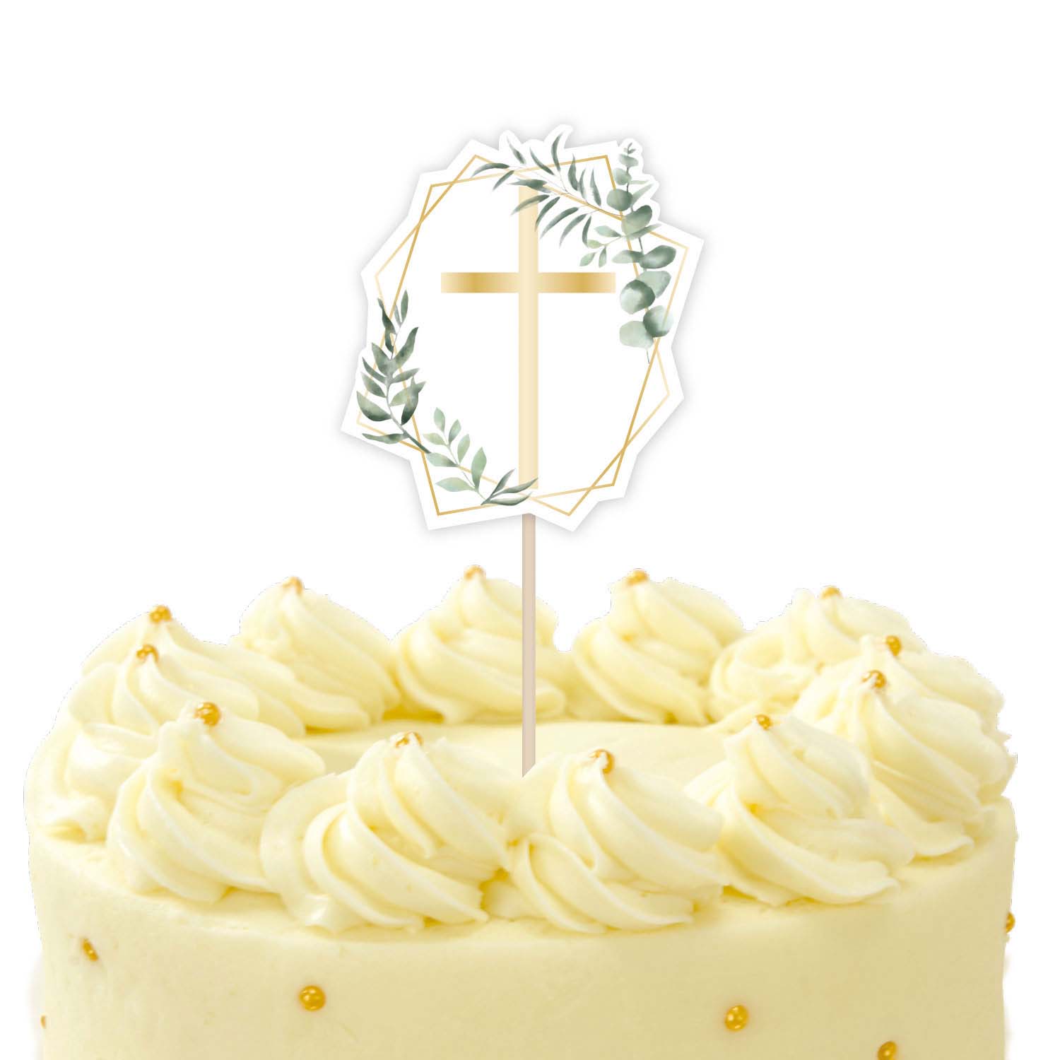 Buy Botanical Cross Cake Topper for GBP 1.99 | Card Factory UK