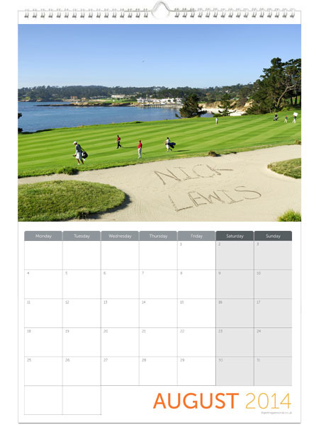 Personalised Golf Calendar | GettingPersonal.co.uk