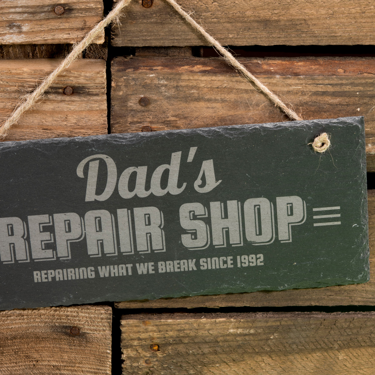Personalised Hanging Slate Sign - Repair Shop | GettingPersonal.co.uk