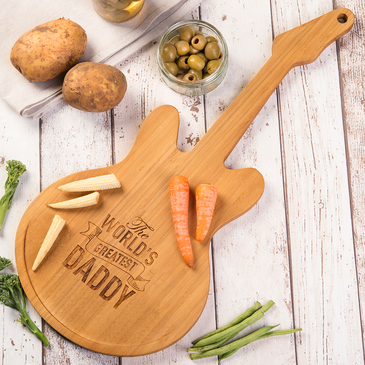 Personalised Guitar Chopping Board - World's Greatest | GettingPersonal