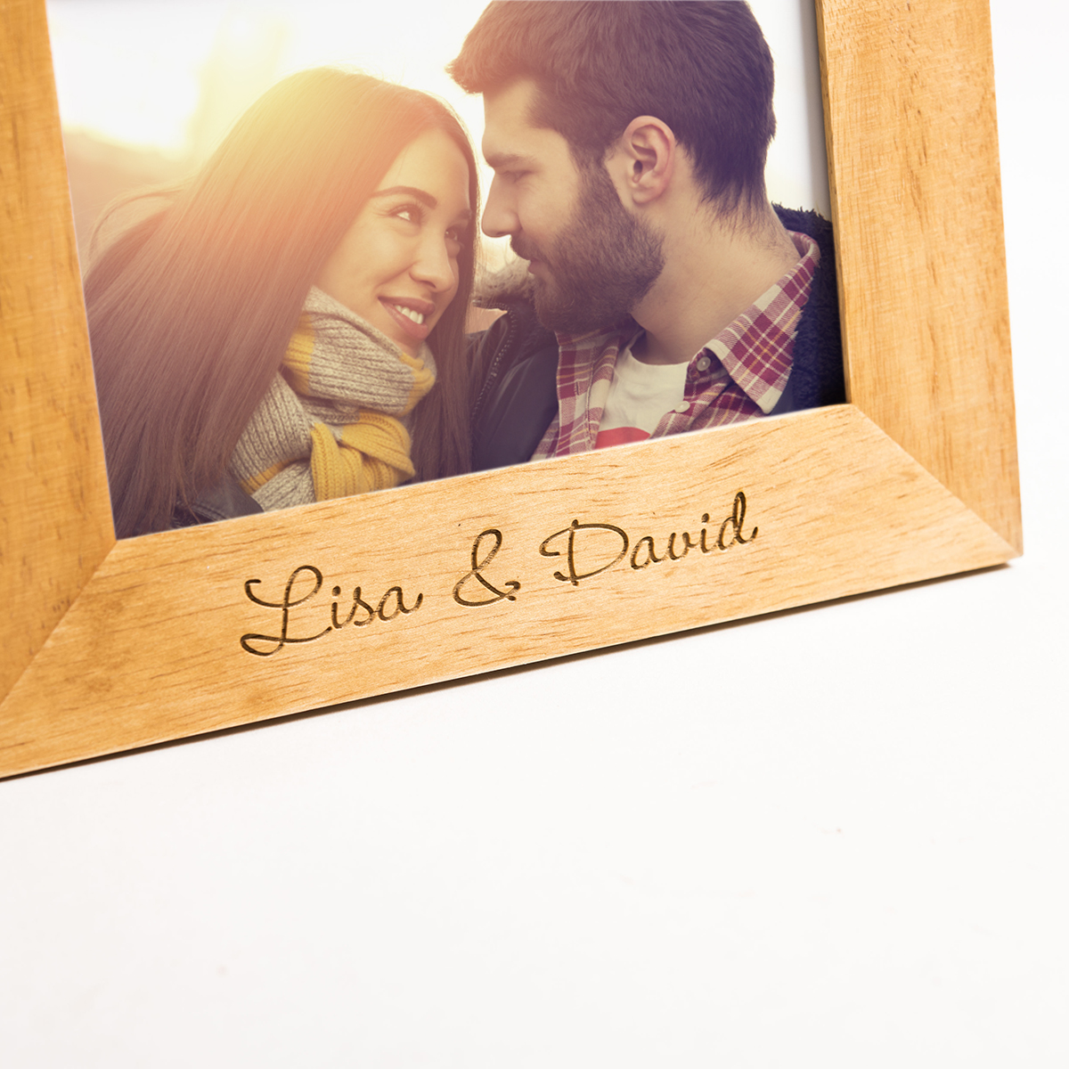 Engraved Wooden Photo Frame - Script Message | GettingPersonal.co.uk