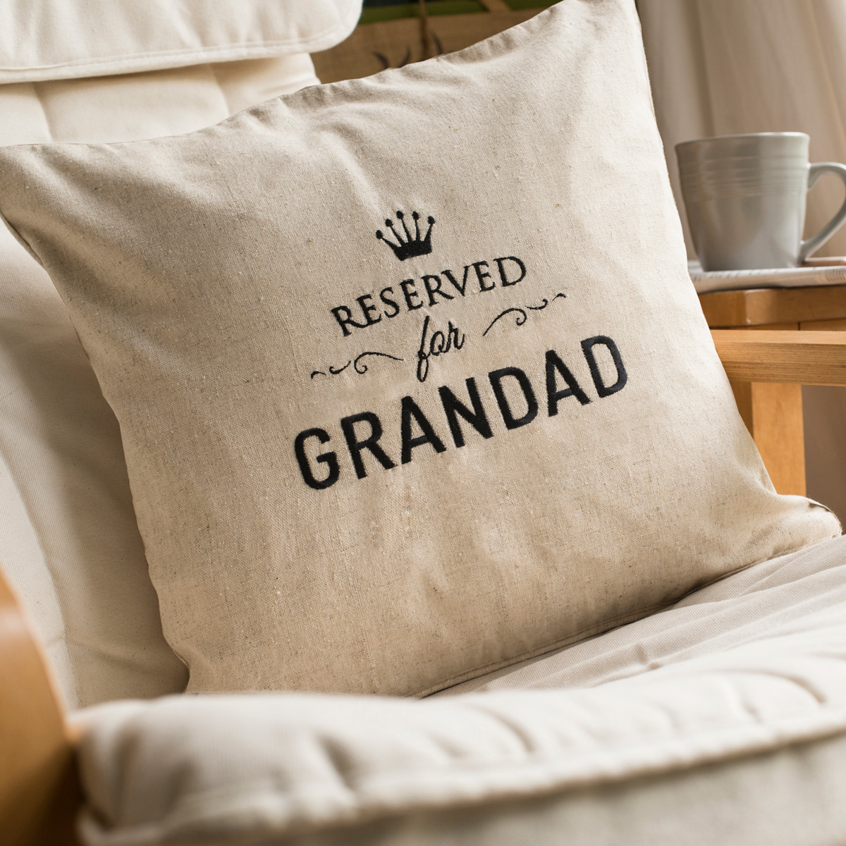 Personalised Natural Cushion - Reserved Seat | GettingPersonal