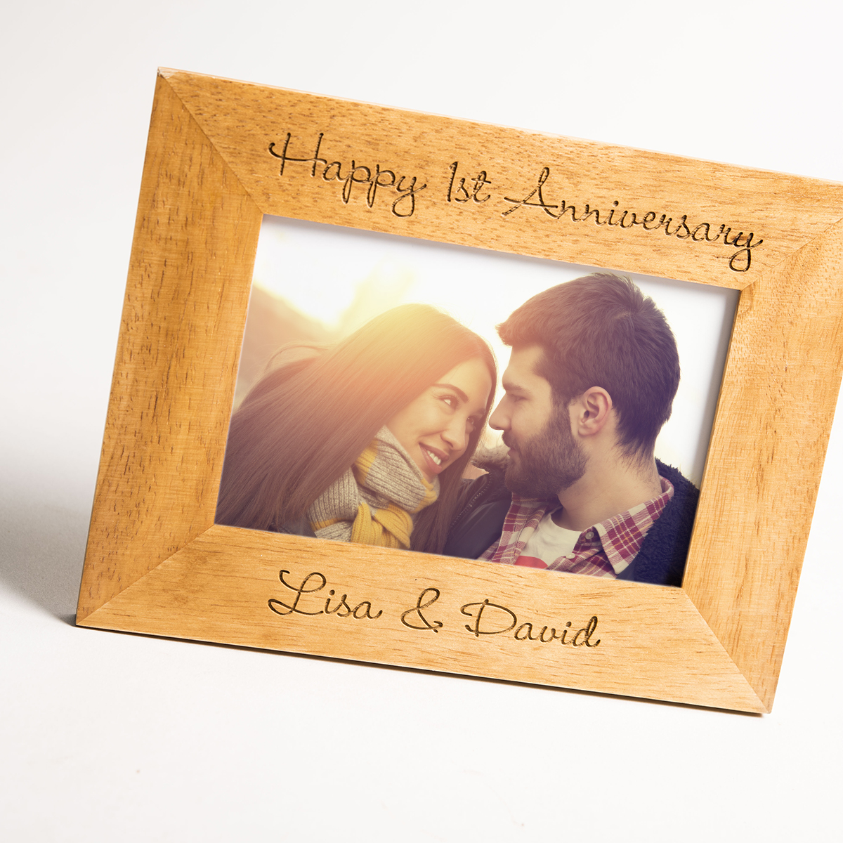 Engraved Wooden Photo Frame - Script Message | GettingPersonal.co.uk