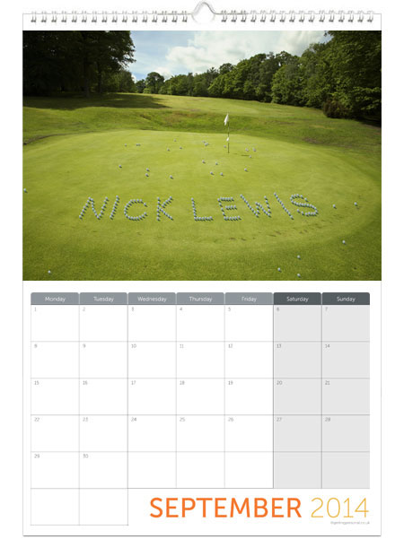Personalised Golf Calendar | GettingPersonal.co.uk